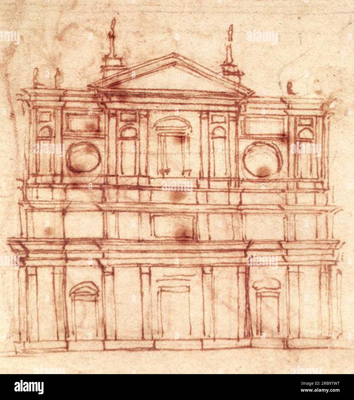 San Lorenzo, façade c.1517; Florence, Italy by Michelangelo Stock Photo ...