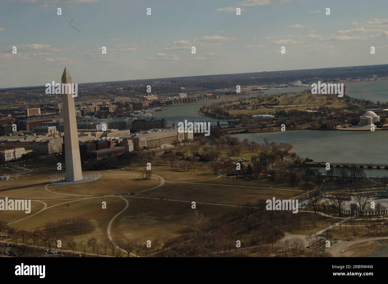 Aerial views of Main Interior, buildings and monuments in the vicinity ...