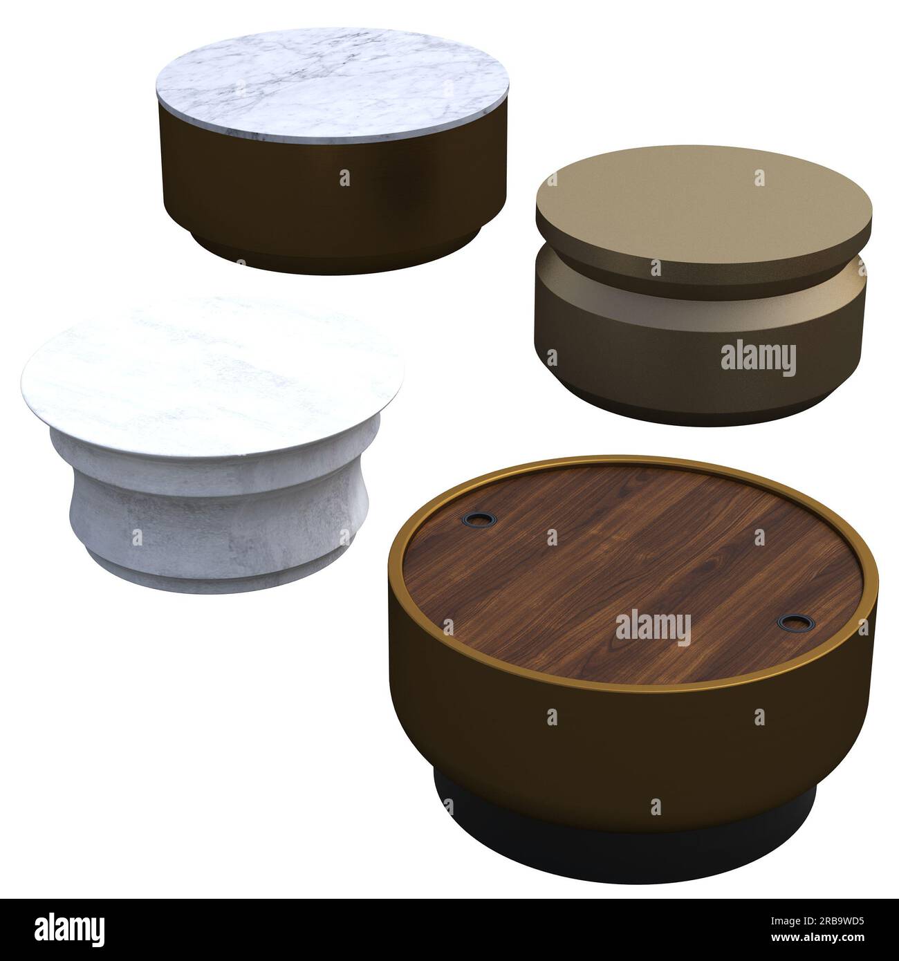 coffee table isolated on white background, 3D illustration, cg render ...