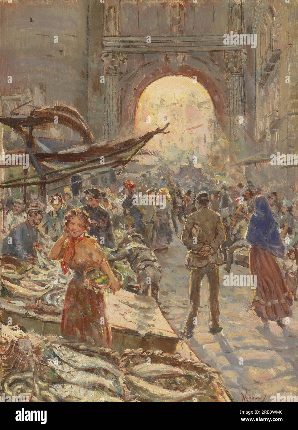 Lively market at the Porta Capuana by Vincenzo Migliaro Stock Photo - Alamy