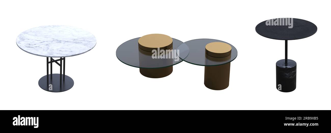 coffee table isolated on white background, 3D illustration, cg render ...