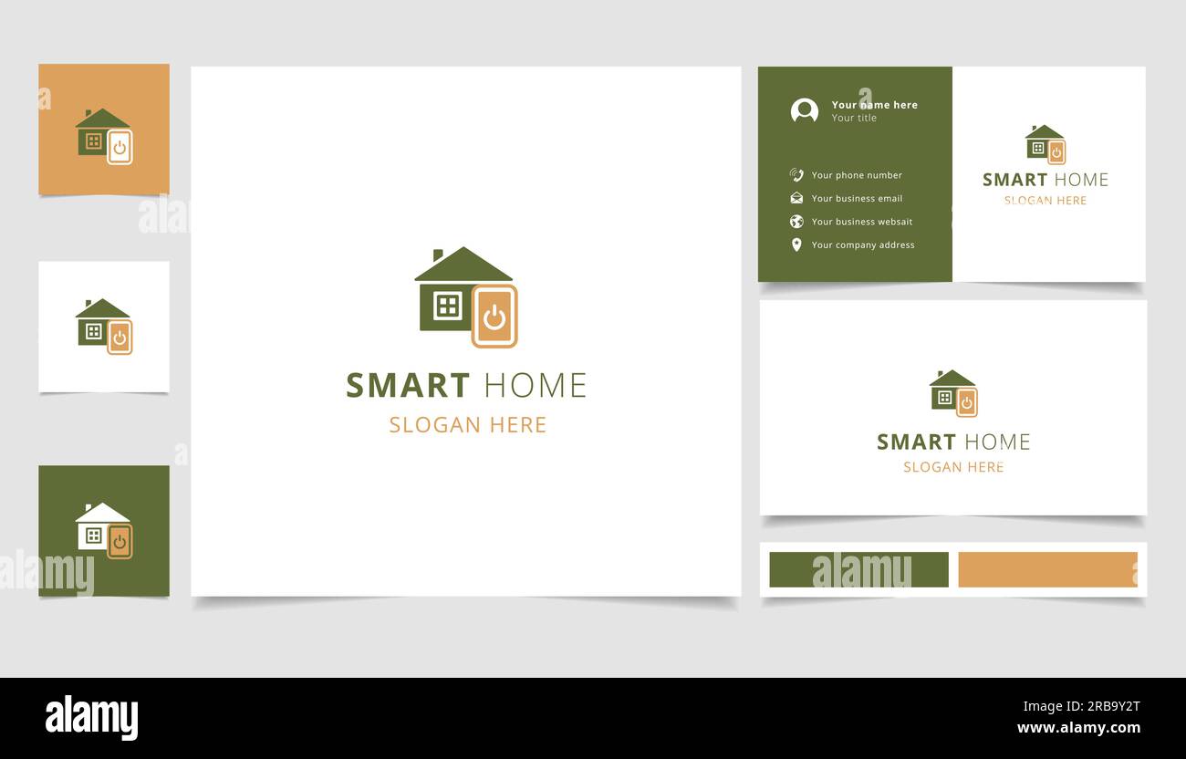 Smart home logo design with editable slogan. Branding book and business ...