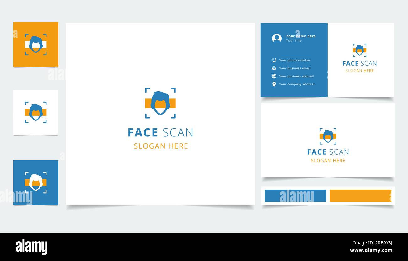 Face scan logo design with editable slogan. Branding book and business ...