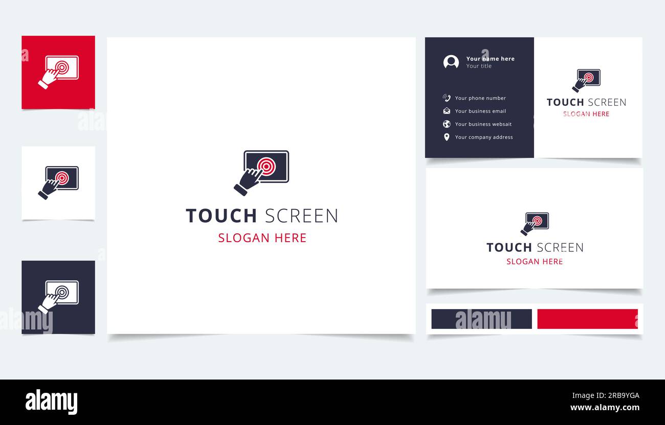 Touch screen logo design with editable slogan. Branding book and ...