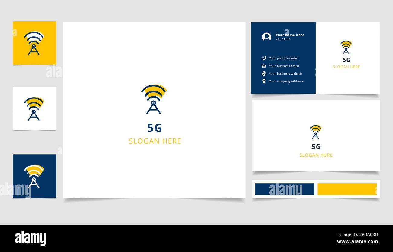 5G logo design with editable slogan. Branding book and business card ...