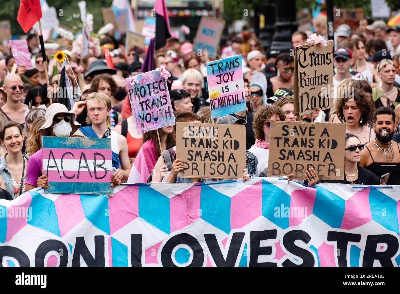 London, UK. 8 July 2023. Thousands march in London for Trans+ Pride ...