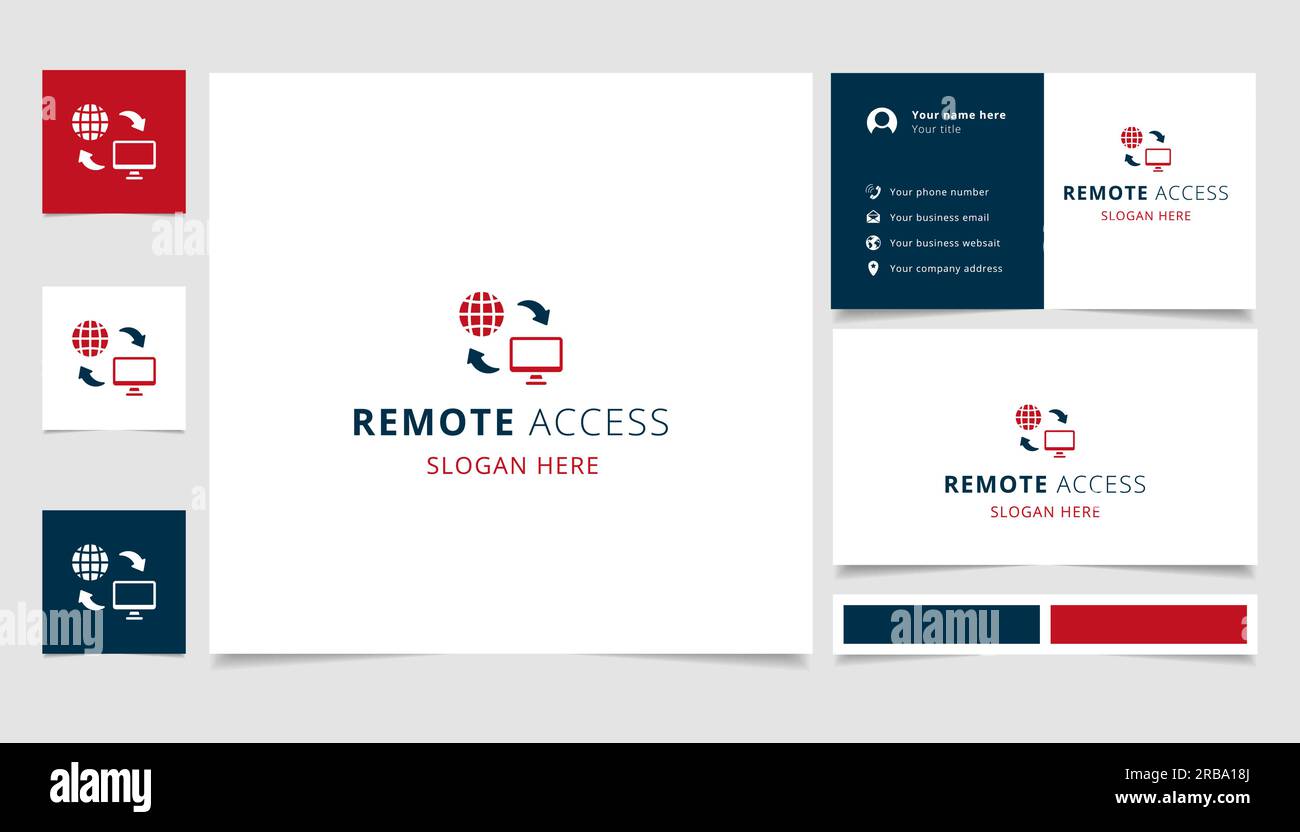 Remote access logo design with editable slogan. Branding book and ...