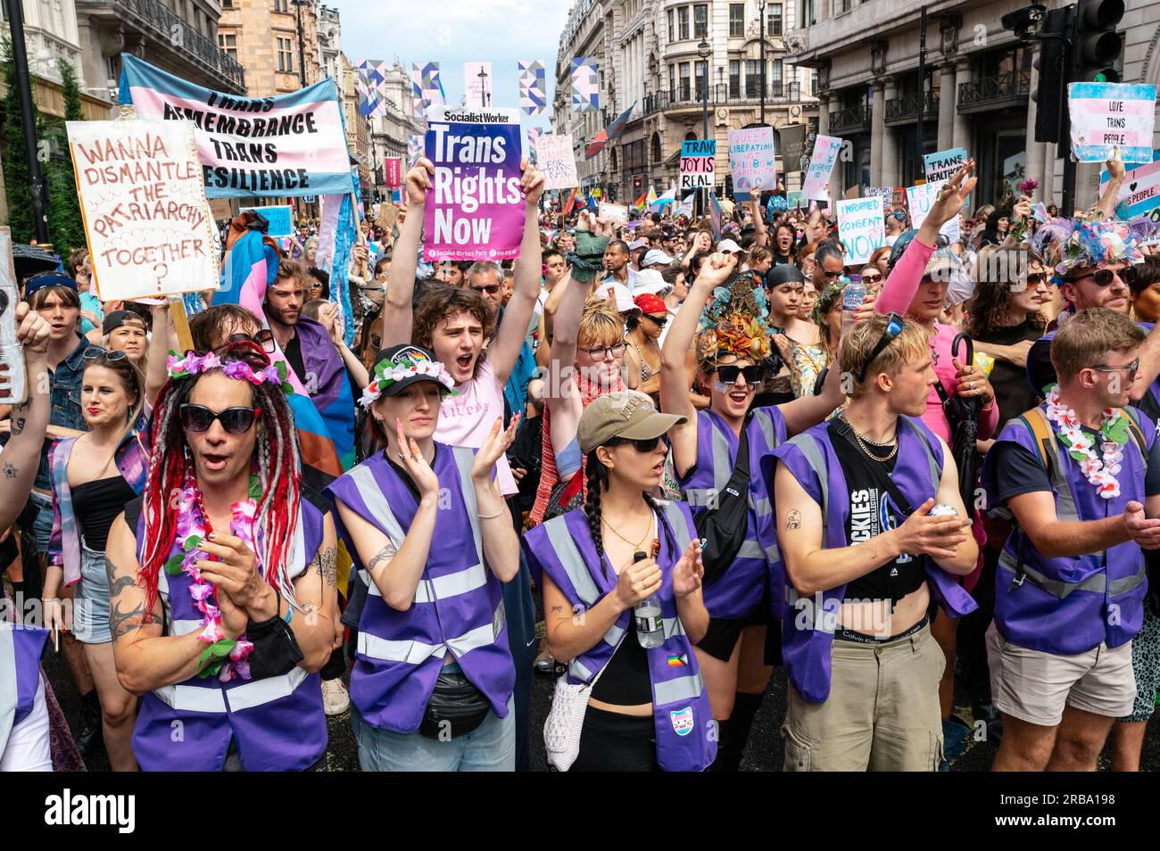 London, UK. 8 July 2023. Thousands march in London for Trans+ Pride ...