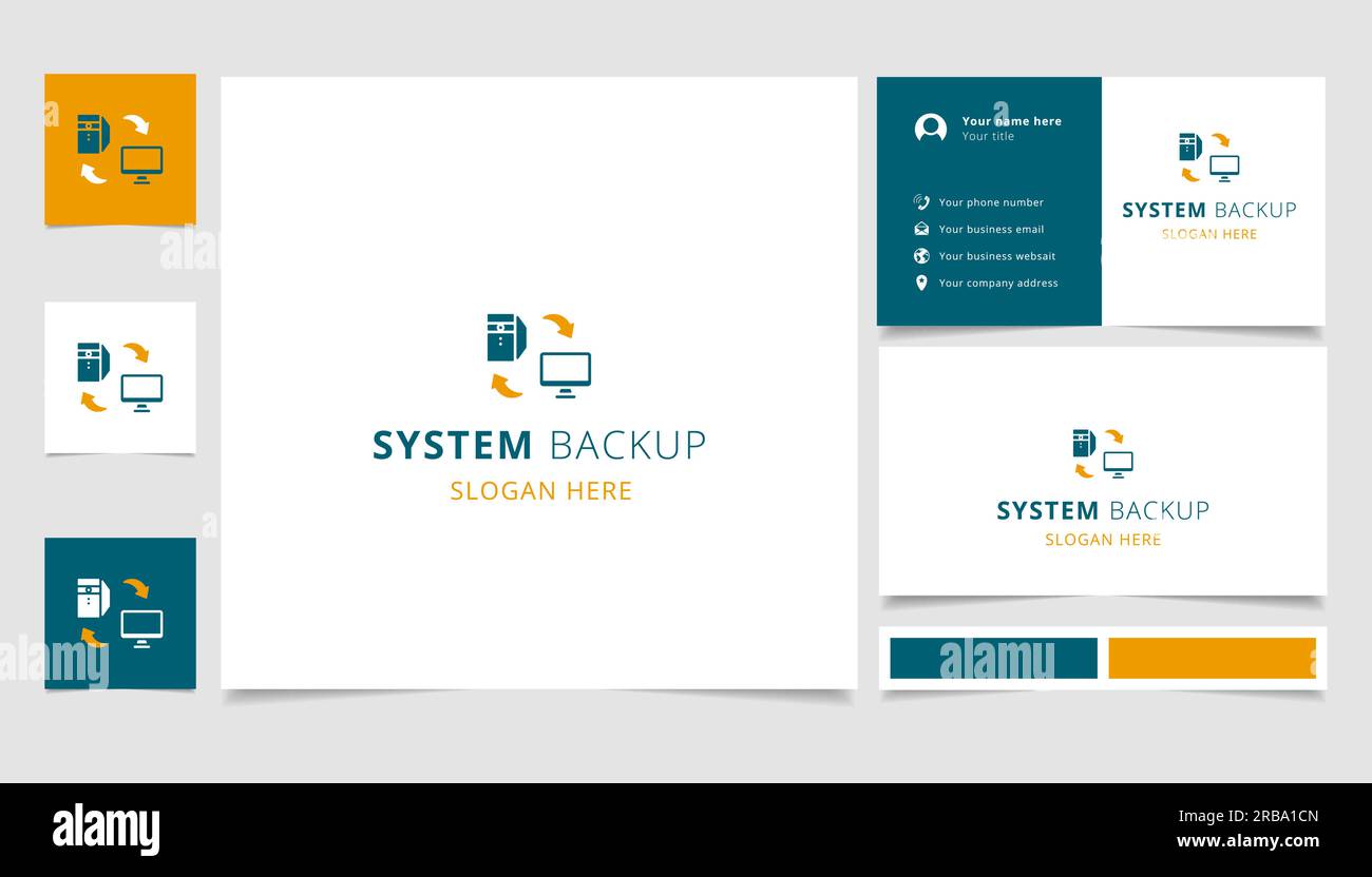 System backup logo design with editable slogan. Branding book and ...