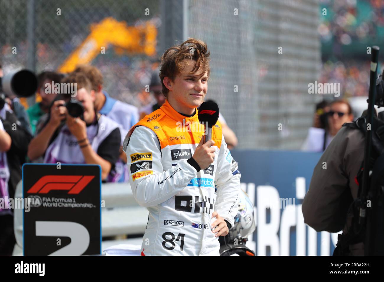 Pole position celebration Oscar Piastri (AUS) McLaren F1 Team during ...
