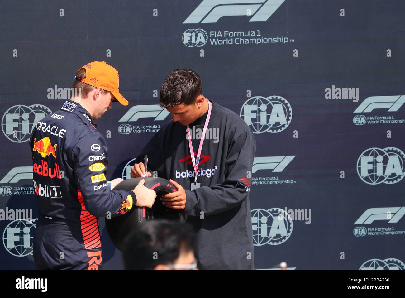 Pole position celebration Max Verstappen (NED) Redbull Racing RB19 and ...