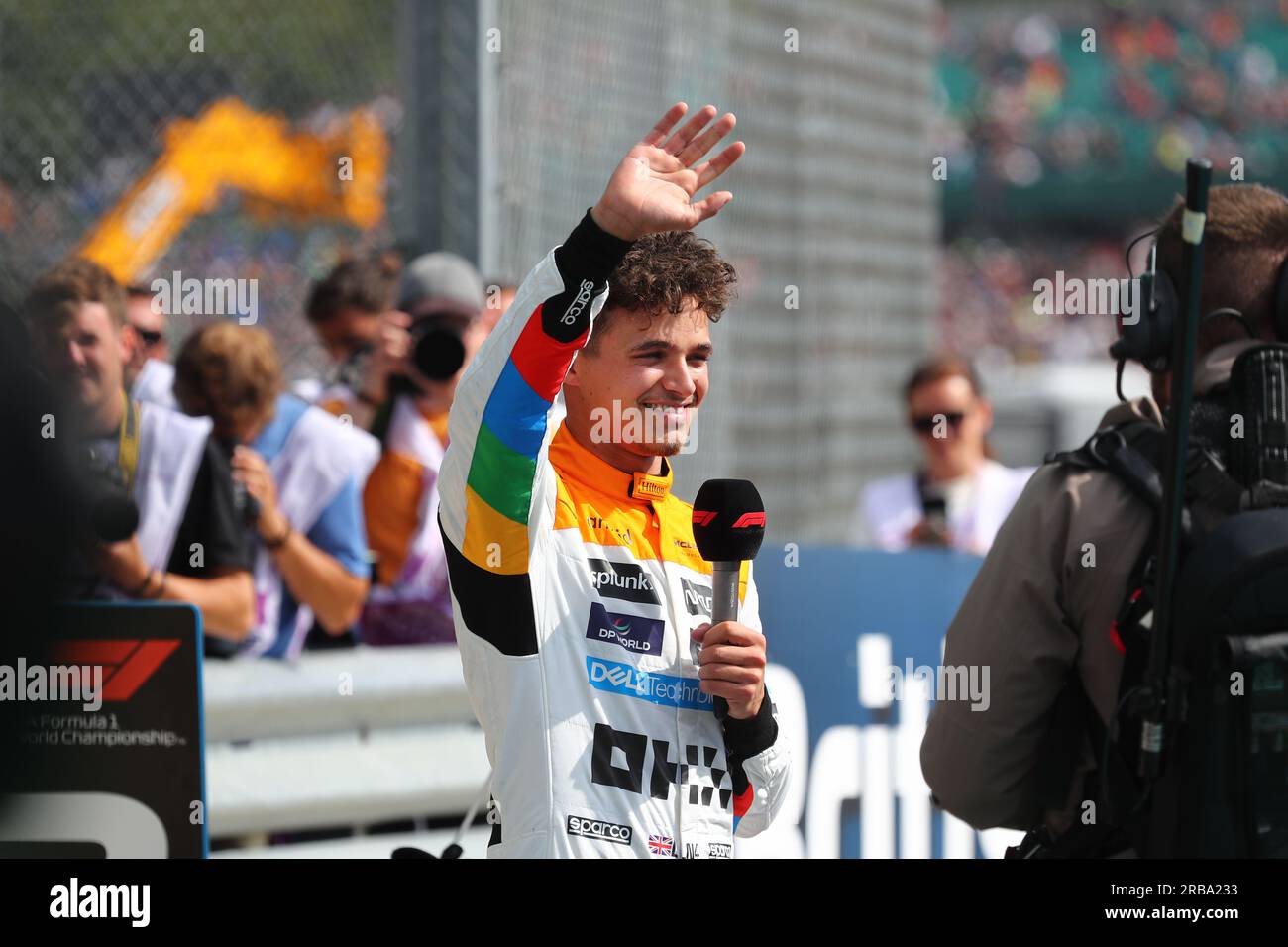 Pole position celebration Lando Norris (GBR) McLaren MCL60 during ...