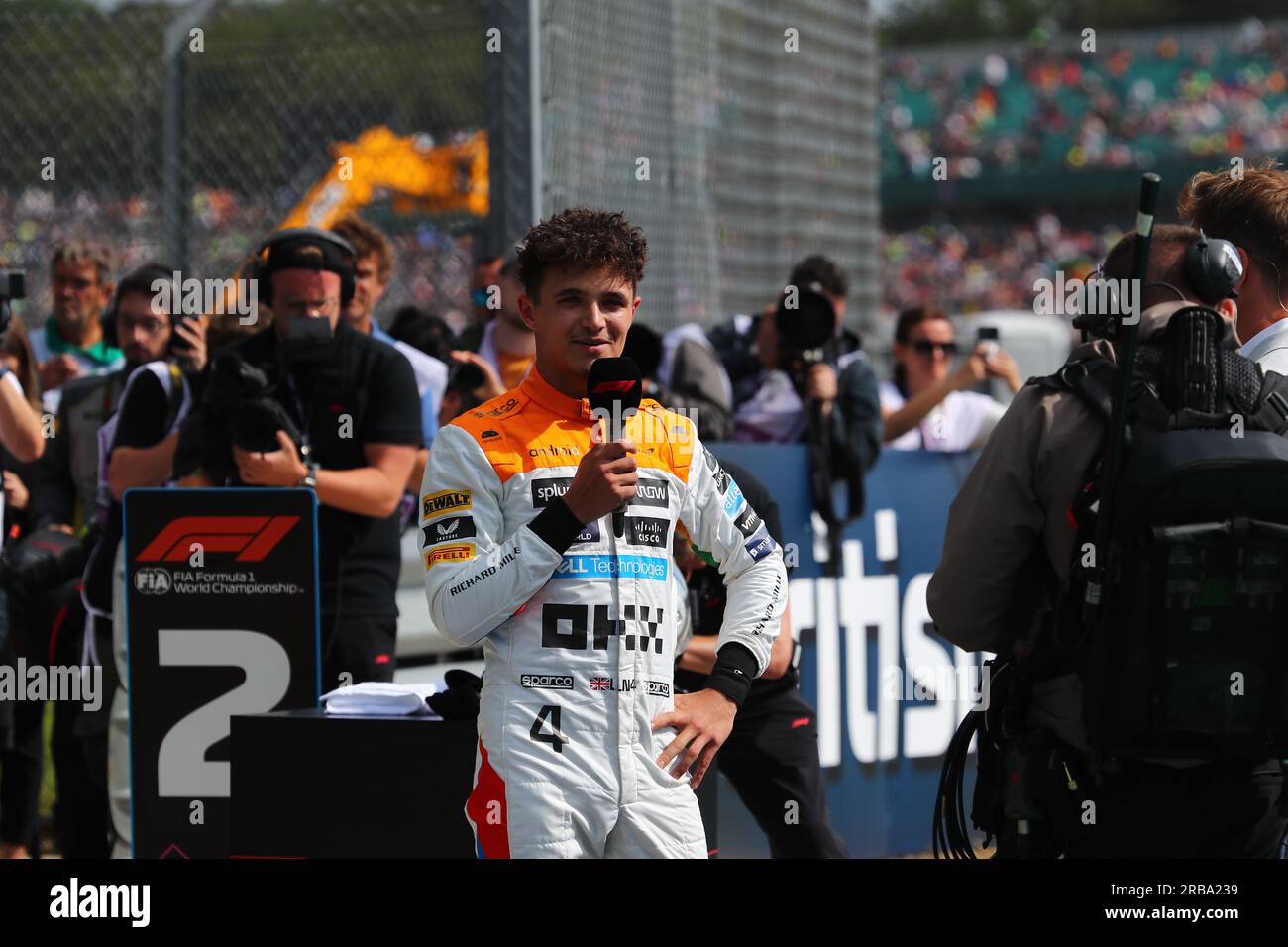 Pole position celebration Lando Norris (GBR) McLaren MCL60 during ...