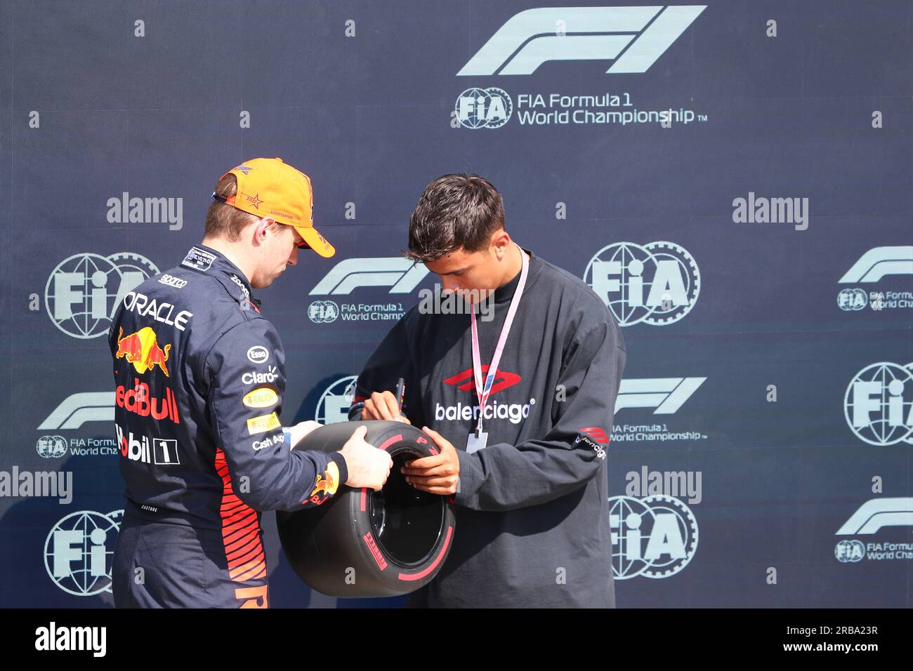 Pole position celebration Max Verstappen (NED) Redbull Racing RB19 and ...