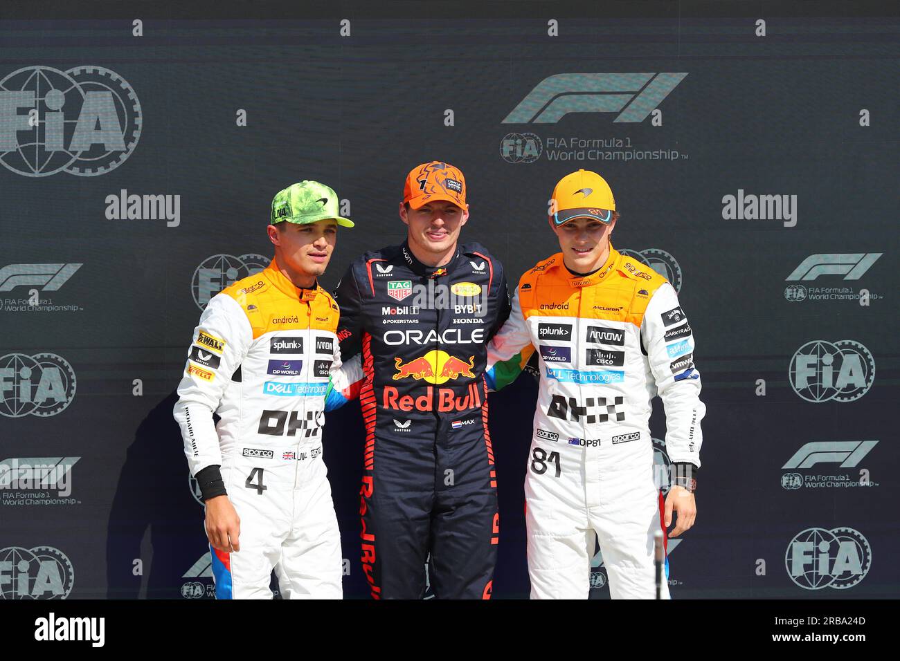 Pole position celebration Top 3 - from left to right Lando Norris (GBR ...
