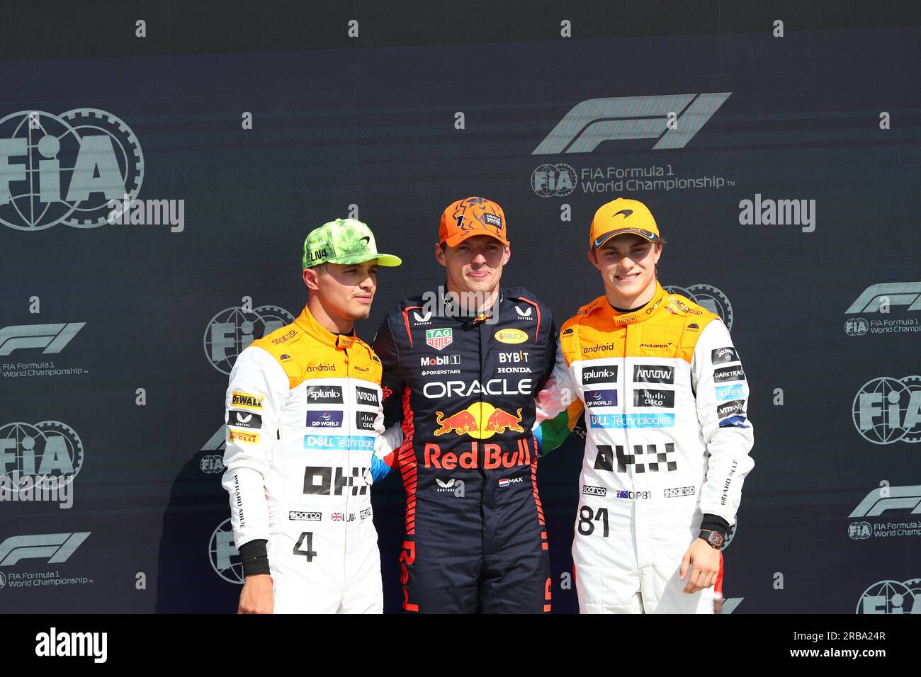 Pole position celebration Top 3 - from left to right Lando Norris (GBR ...