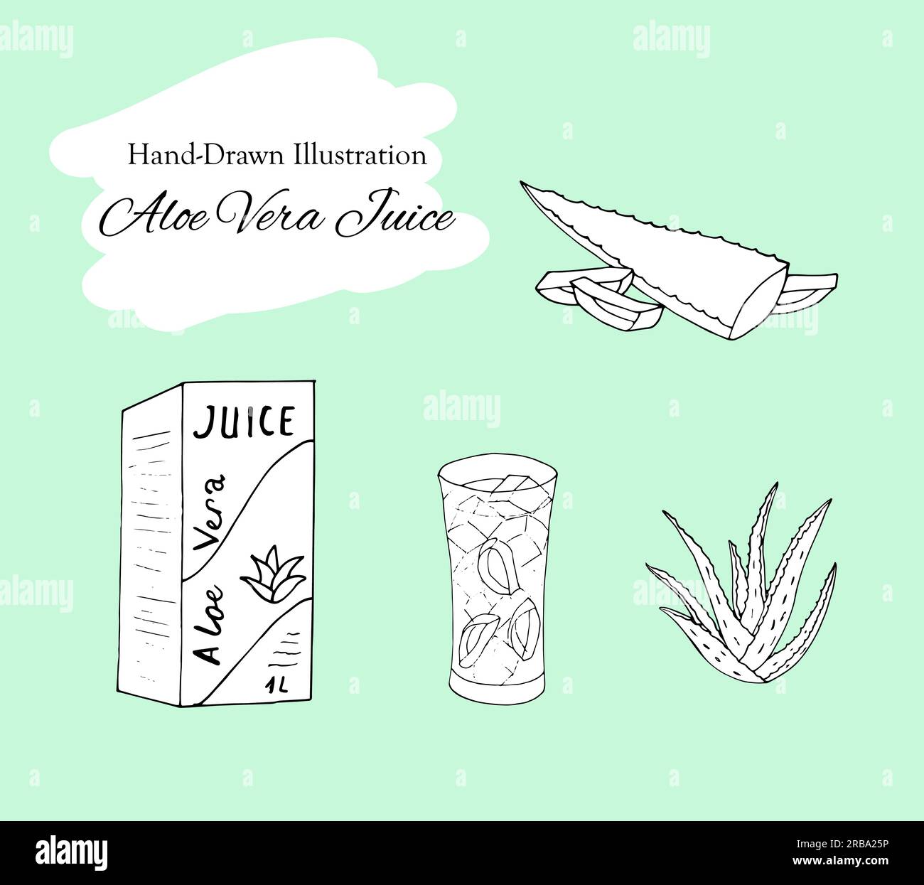 hand-drawn aloe vera juice Stock Vector Image & Art - Alamy