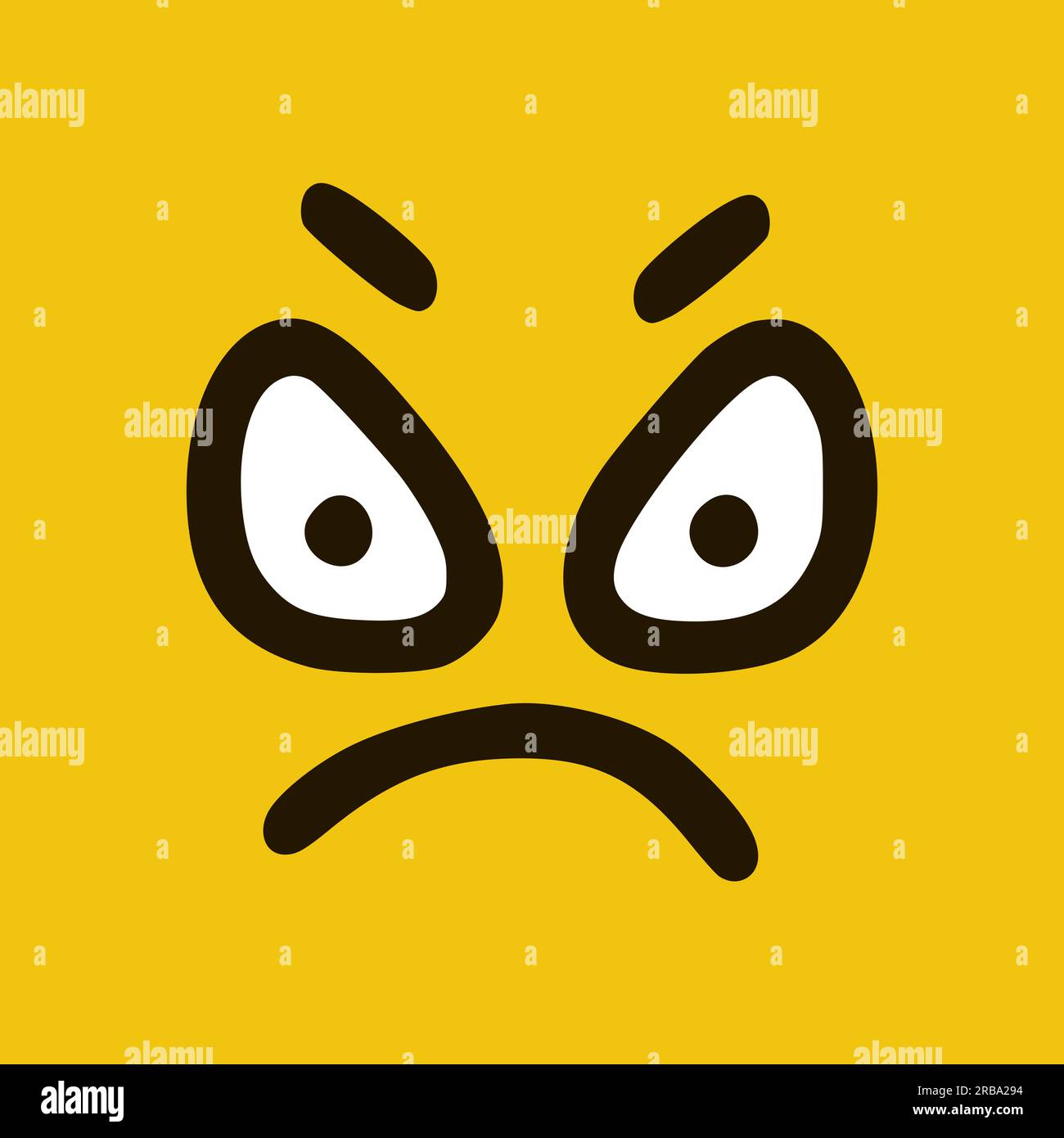 Angry emoticon in doodle style yellow background. Vector Illustration ...