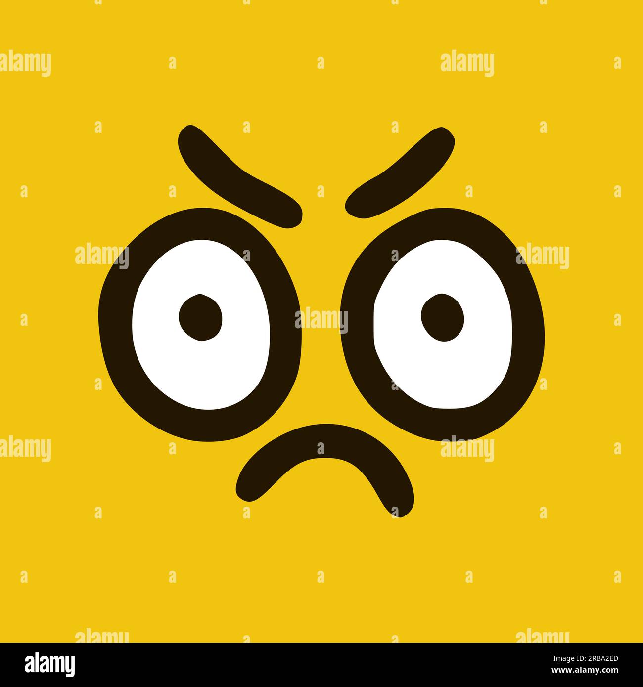 Angry emoticon in doodle style yellow background. Vector Illustration ...