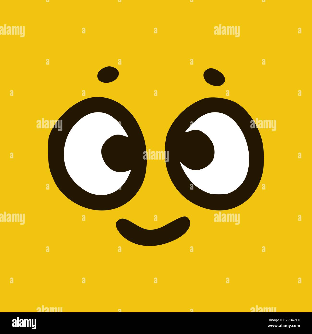 Cute happy emoticon in doodle style yellow background. Vector ...