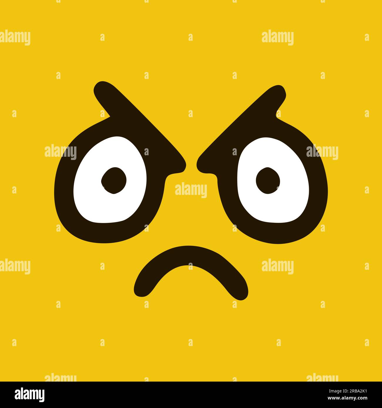 Angry emoticon in doodle style yellow background. Vector Illustration ...