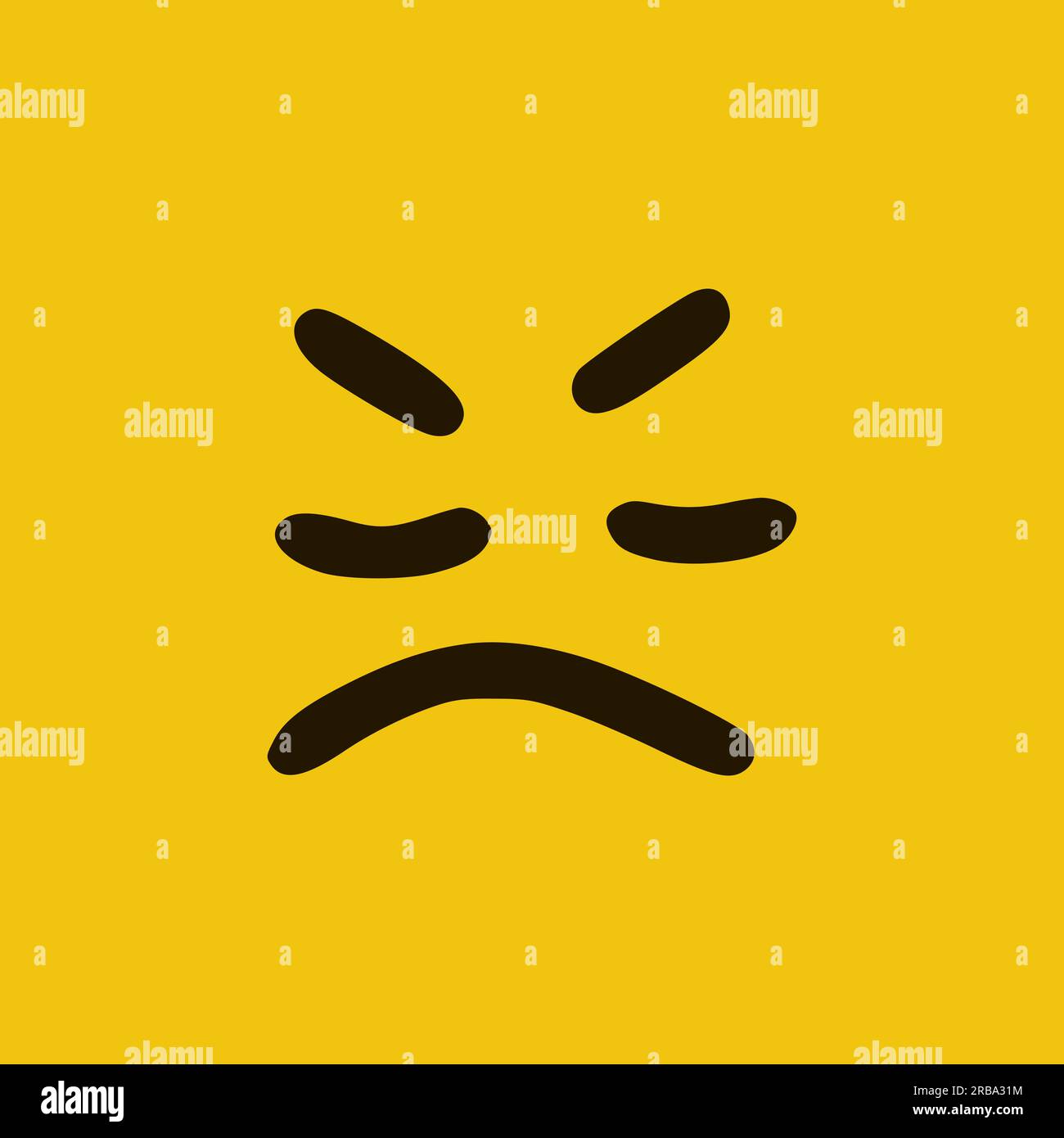 Angry emoticon in doodle style yellow background. Vector Illustration ...