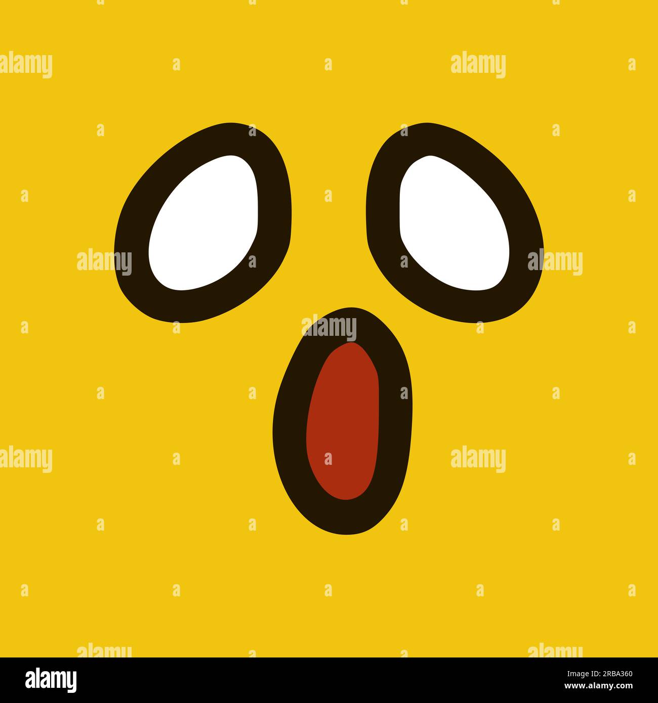 Scared emoticon in doodle style yellow background. Vector Illustration ...