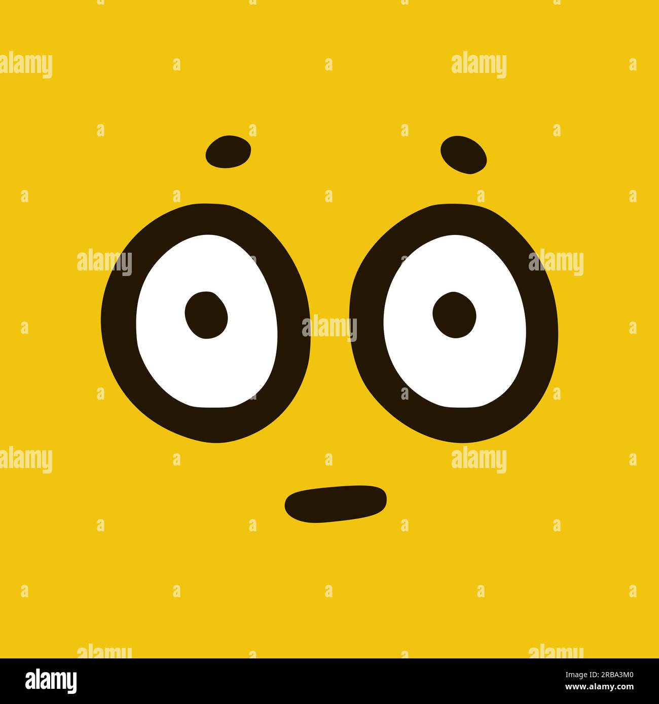 Emoticon with a surprised face in doodle style yellow background ...