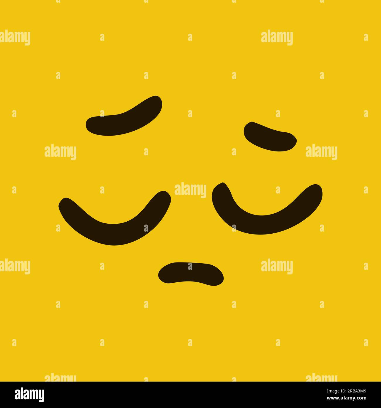 Unhappy face in doodle style yellow background. Vector Illustration ...