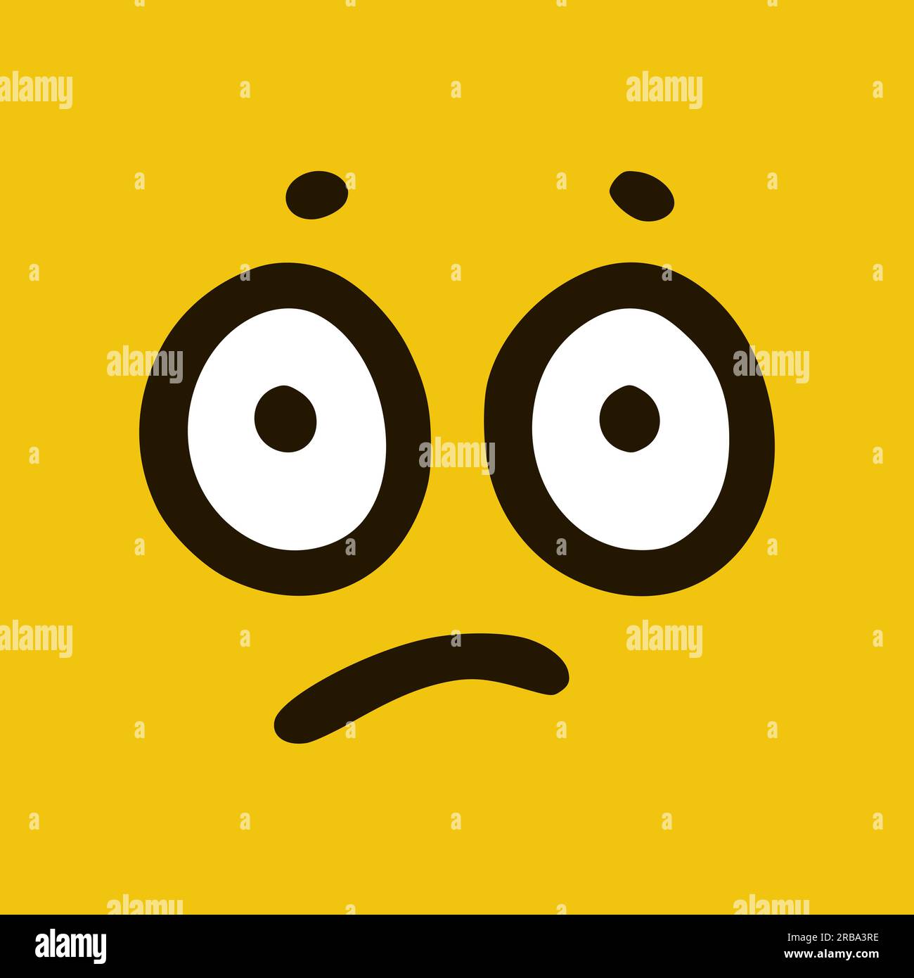 Emoticon with an unhappy face in doodle style yellow background. Vector ...