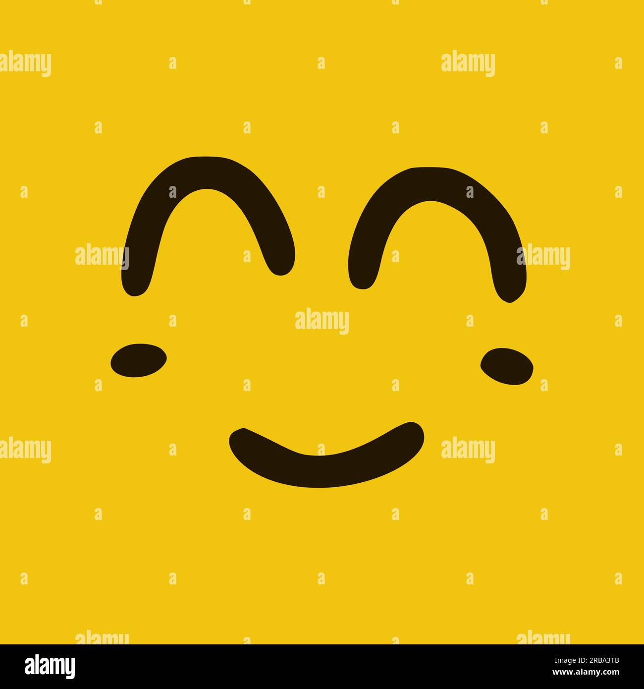 Cute happy face emoticon in doodle style yellow background. Vector ...