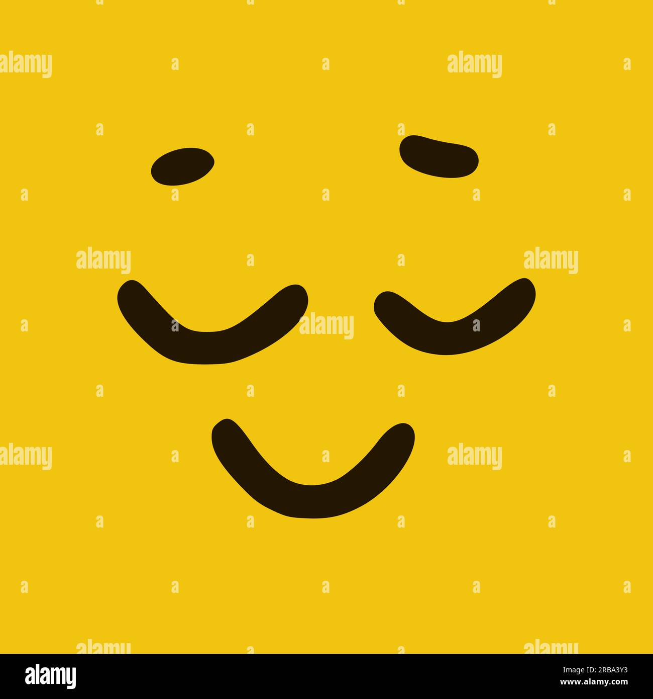 Cute happy face emoticon in doodle style yellow background. Vector ...