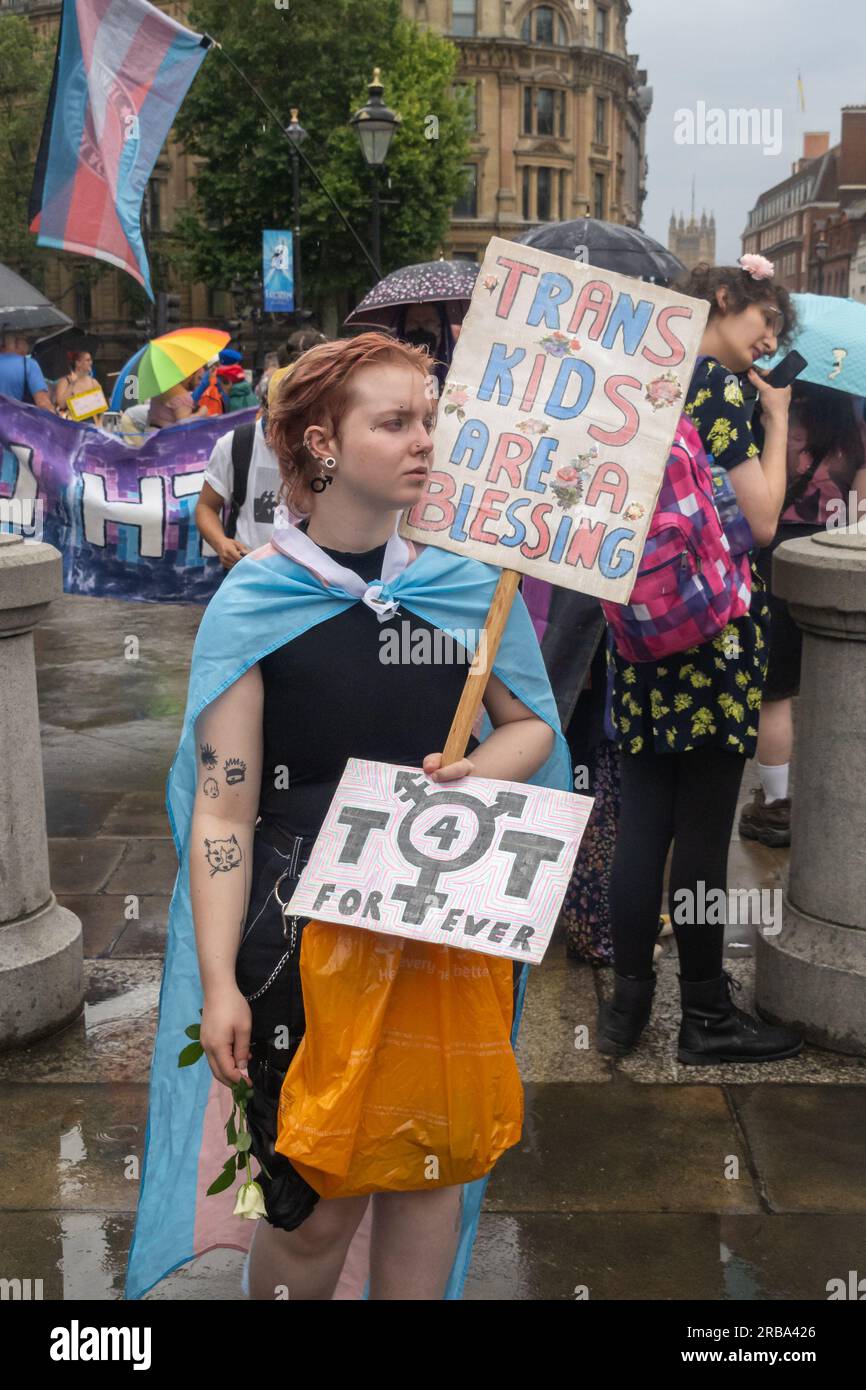 London, UK. 8 July 2023. Many thousands of Trans+ and gender-diverse ...