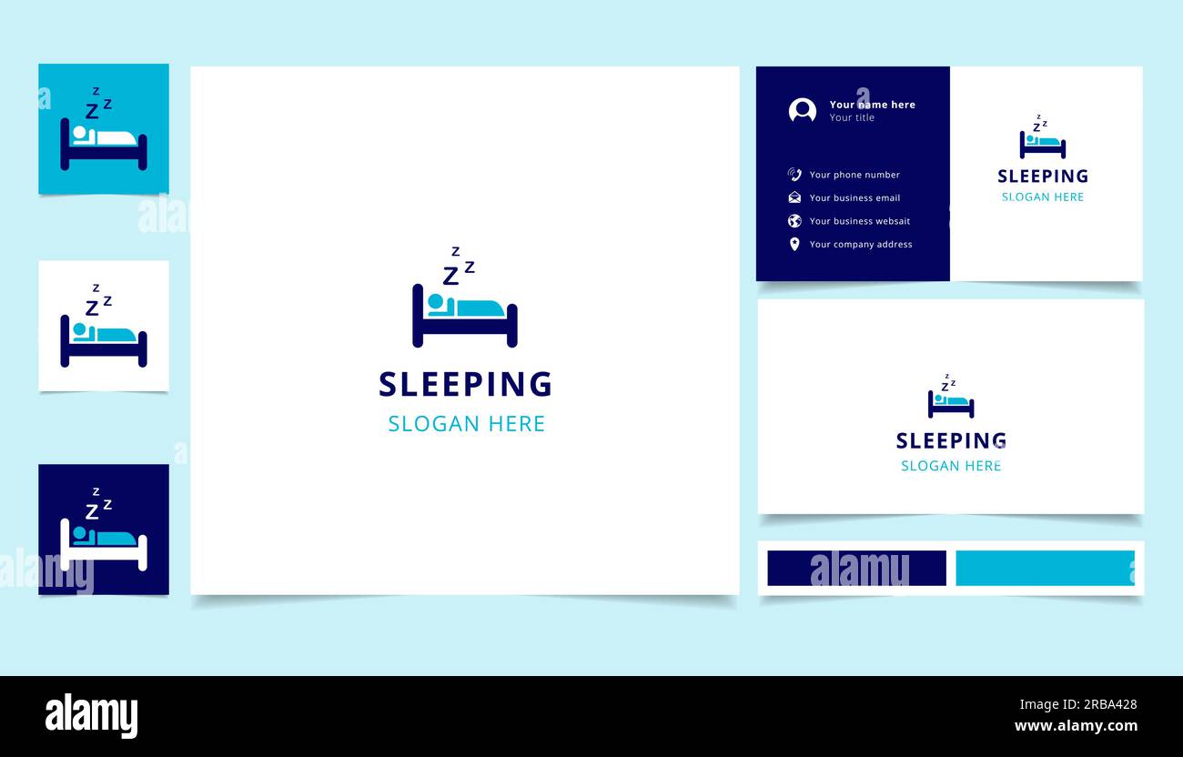 Sleeping logo design with editable slogan. Branding book and business ...