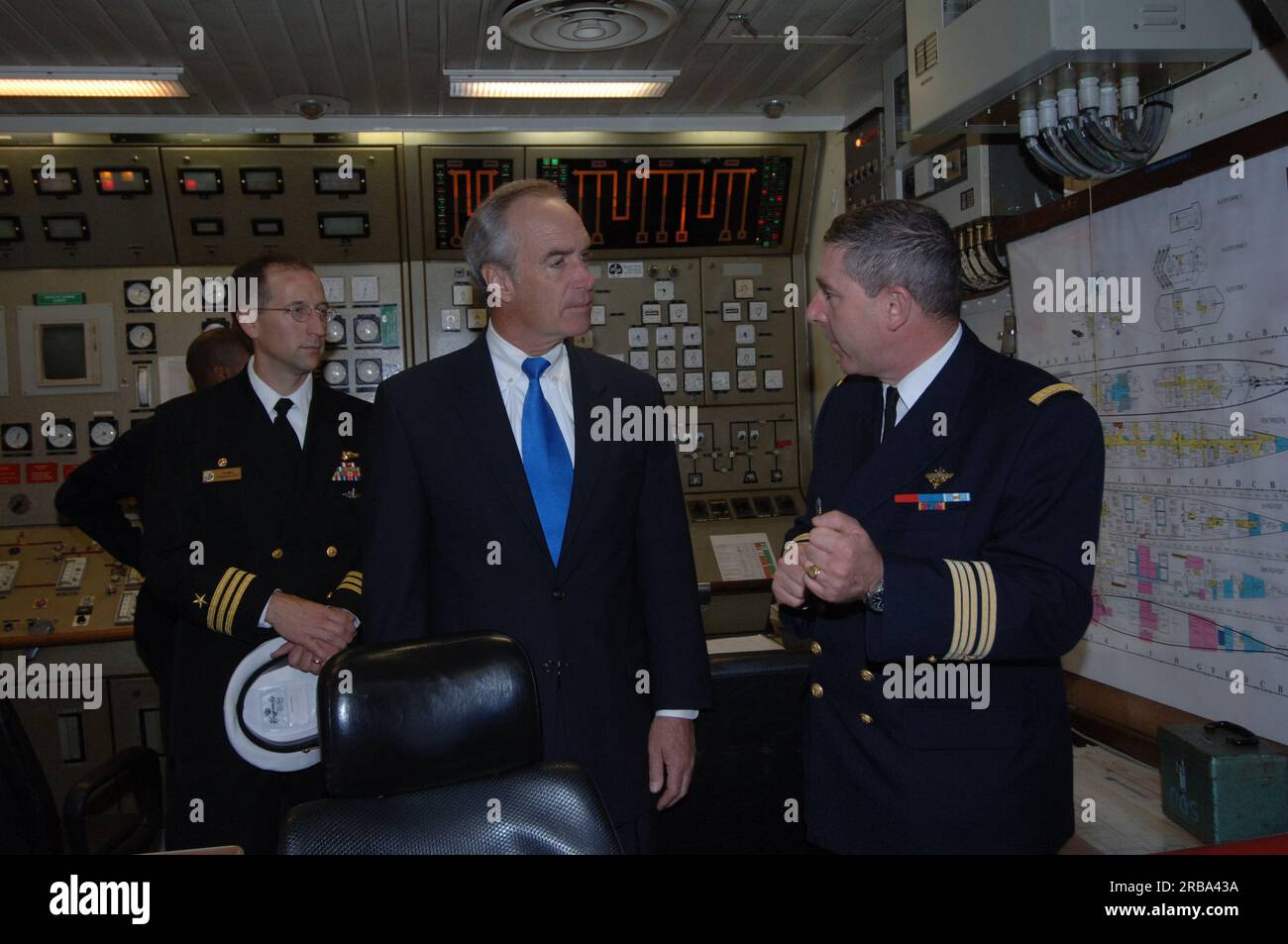 Tour of the Naval vessel, USS Normandy, by Secretary Dirk Kempthorne and aides during the ...