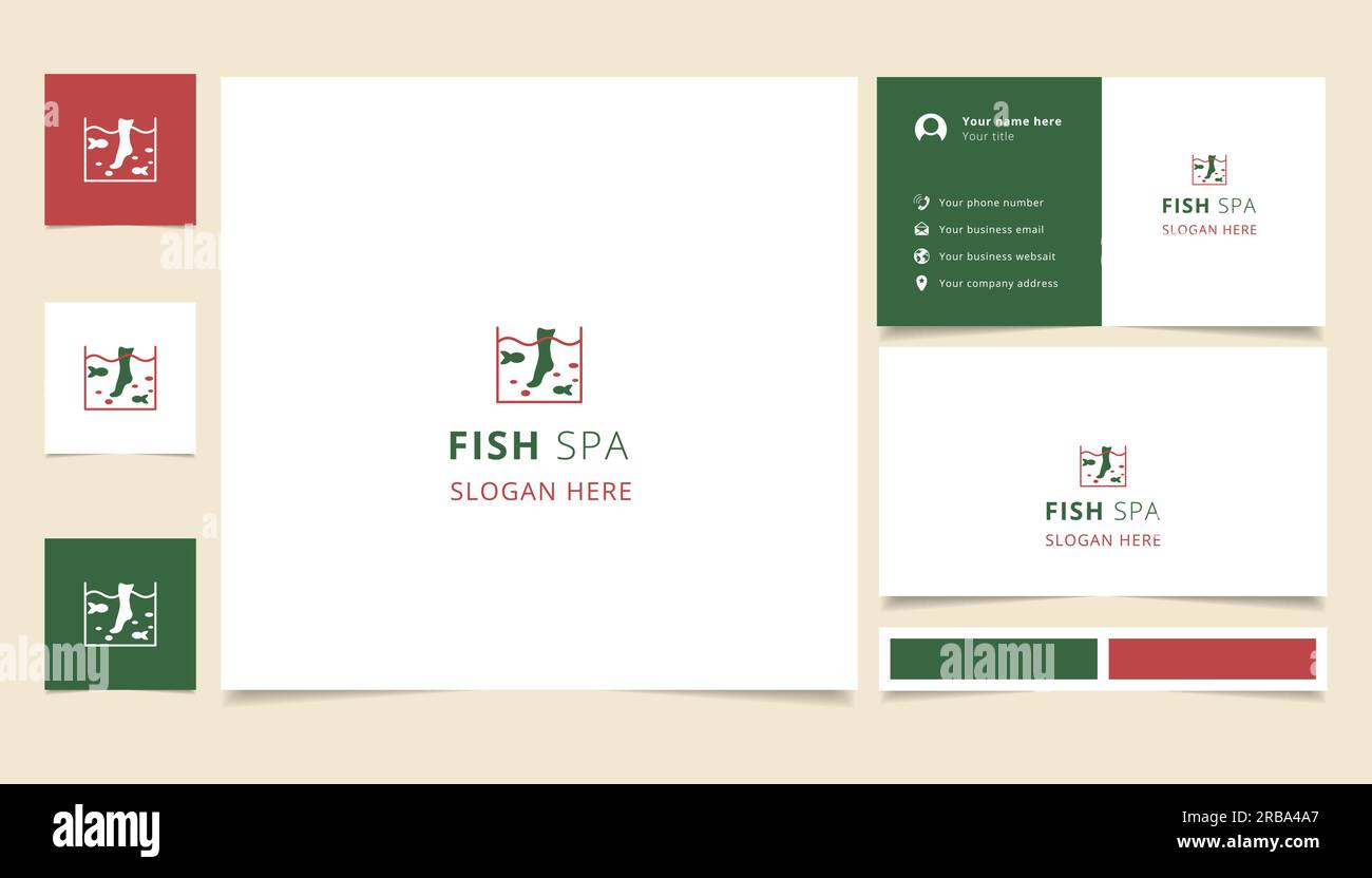 Fish spa logo design with editable slogan. Branding book and business card template Stock Vector ...