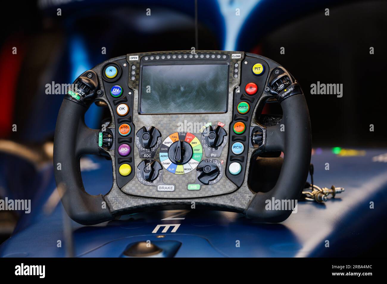 steering wheel, volant, Alpine F1 Team A523, mechanical detail during ...