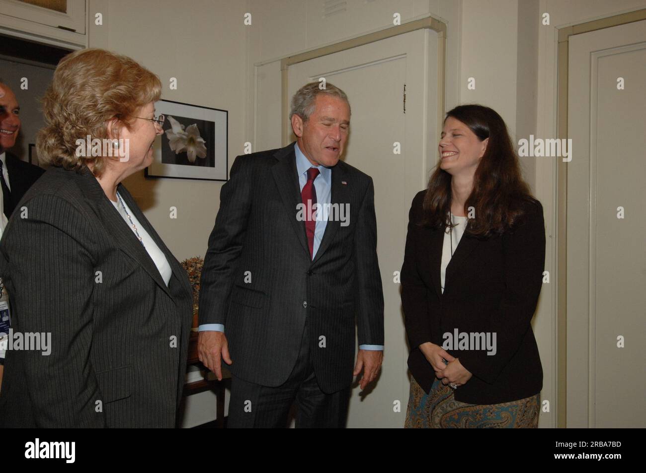 President George W. Bush touring offices in Main Interior, meeting ...