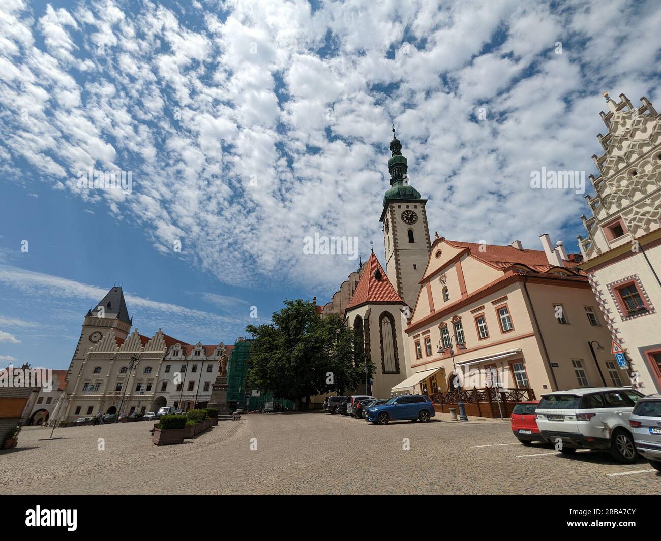Tabor historical city center with old town square in south Bohemia ...