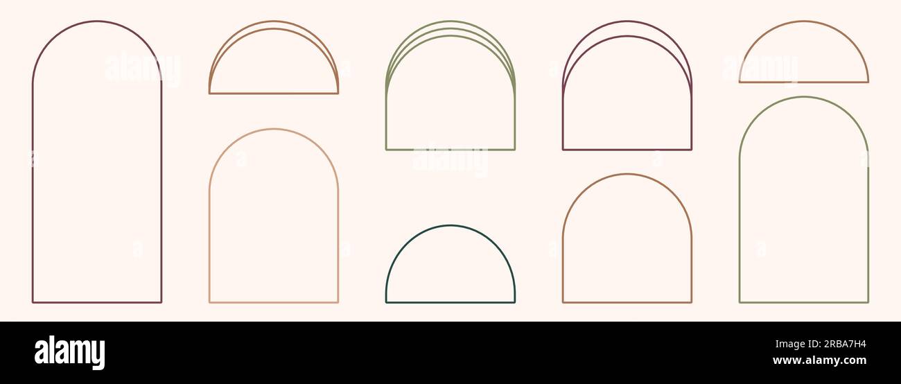 Modern minimalist aesthetic line arch frames in trendy boho style ...