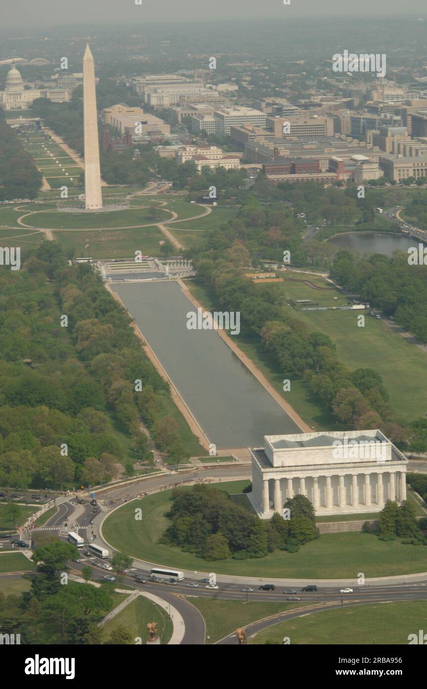 Aerial views of Washington, D.C. buildings, monuments, landscapes ...