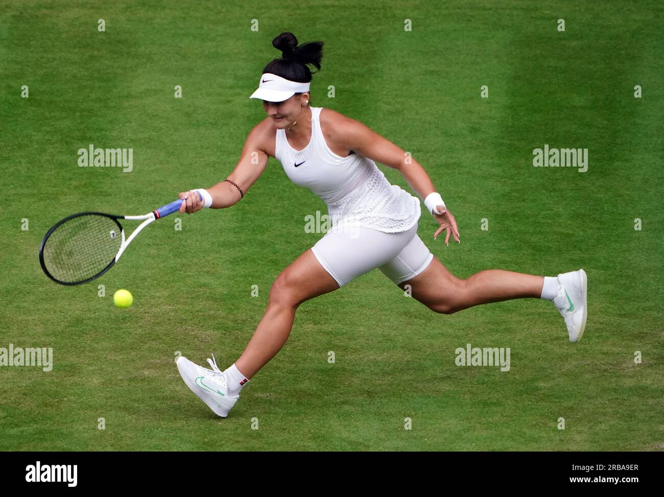 Bianca Andreescu in action against Ons Jabeur (not pictured) on day six ...