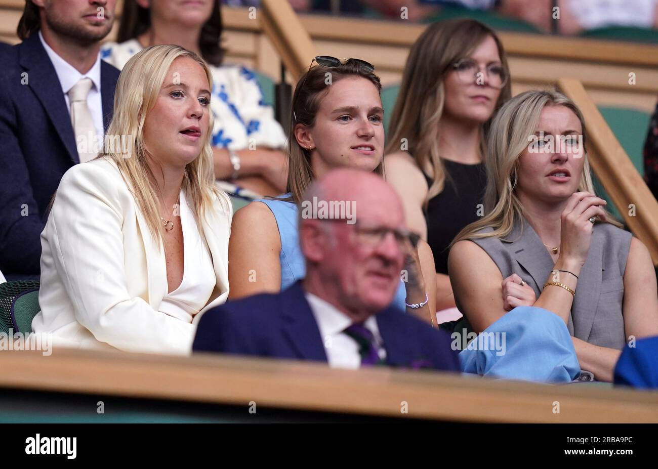 Beth Mead, Vivianne Miedema and Leah Williamson in the royal box on day ...