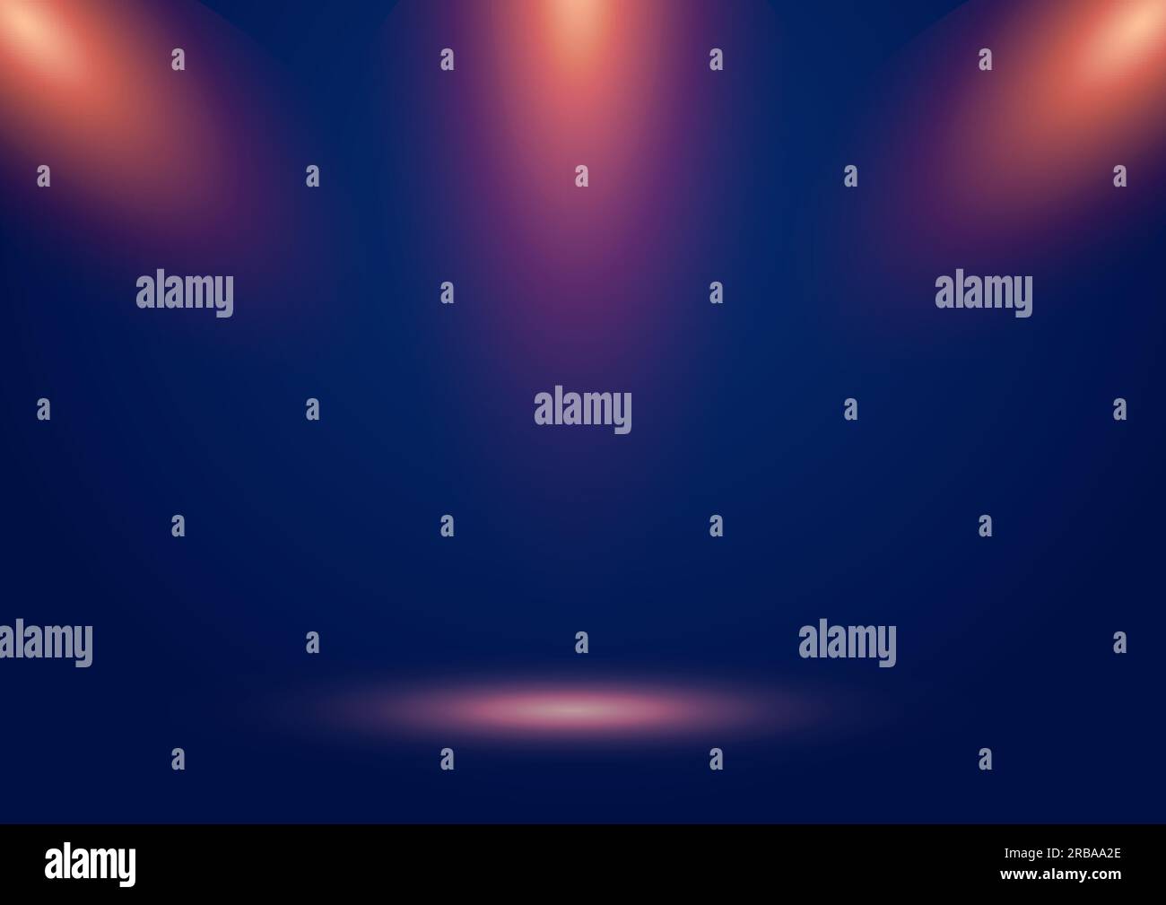 Blue stage show background with spotlights and orange rays and glowing ...
