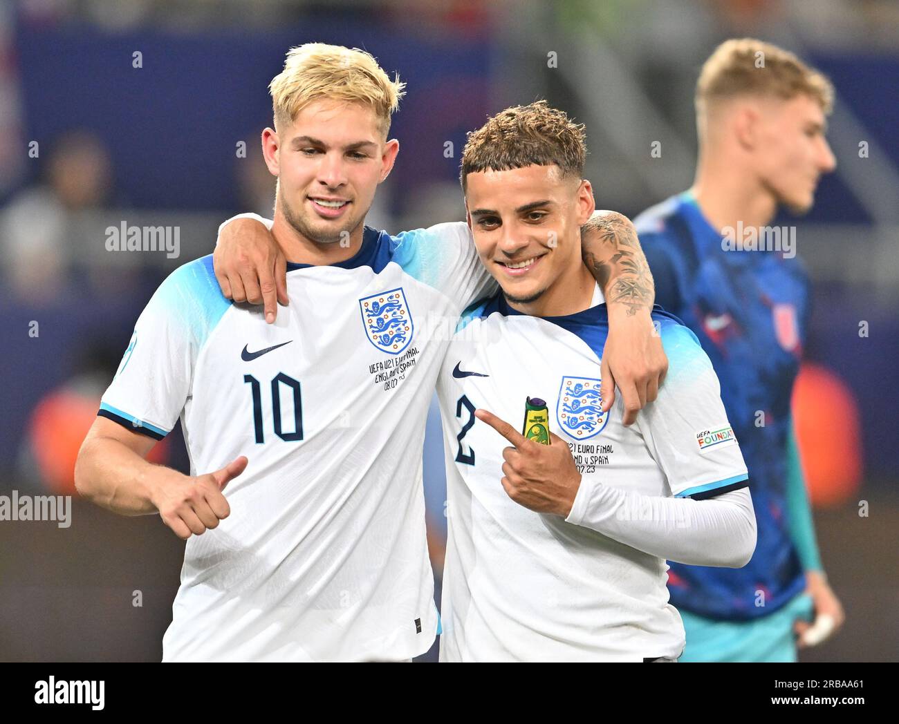England's Emile Smith Rowe (left) and Max Aarons celebrate following ...