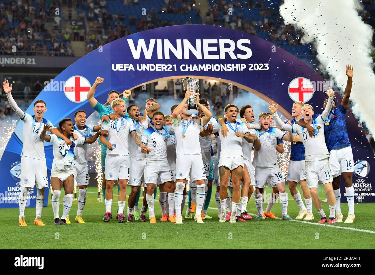 England players celebrate with the trophy following the Euro Under-21 ...