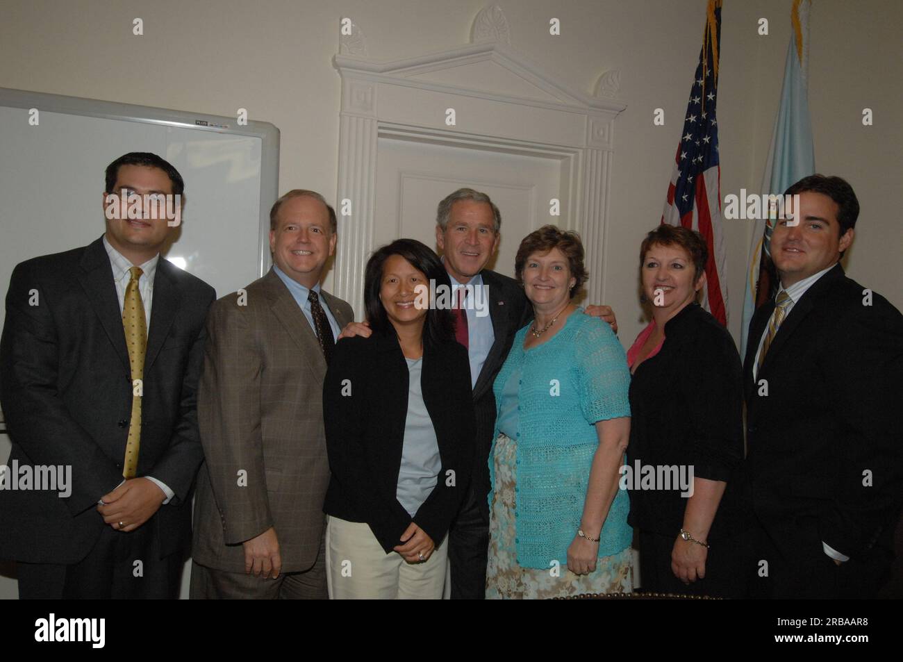 President George W. Bush touring offices in Main Interior, meeting ...