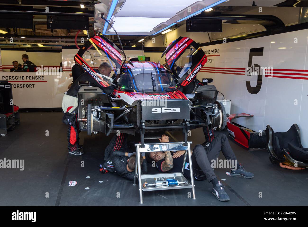 Monza, Italy. 08th July, 2023. July 8, 2023, Monza, Italy: Box PORSCHE ...