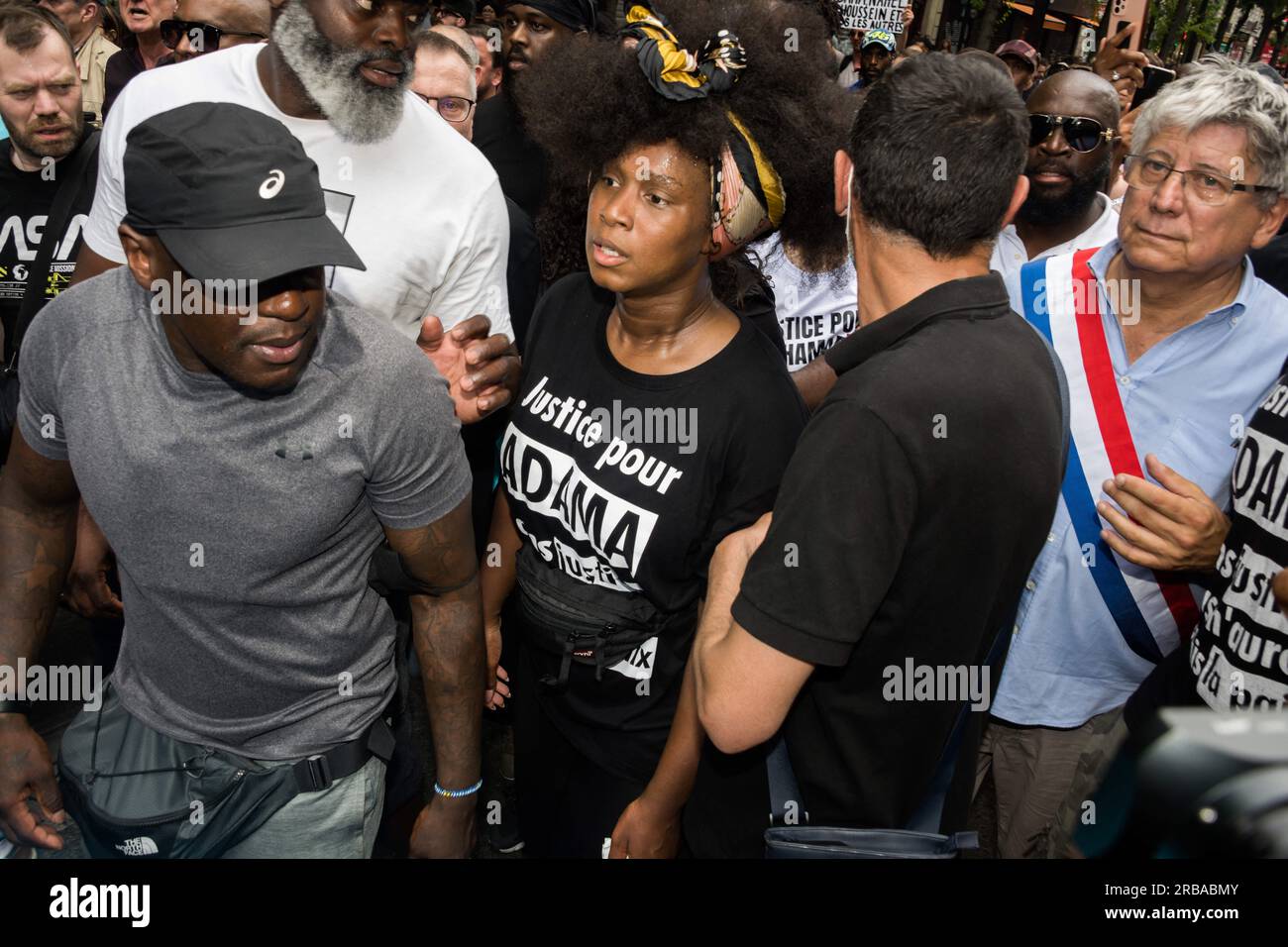 Assa Traore and LFI's deputy Eric Coquerel at the rally against police ...
