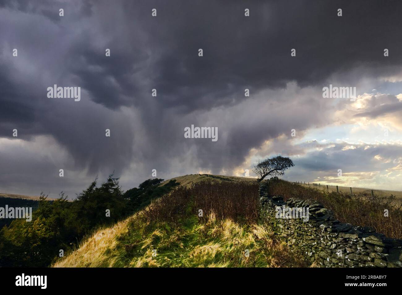 English landscape under storm clouds. Derbyshire, England, UK Stock ...